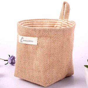 Cabilock Fashion Cotton and Linen Wall Mounted Storage Bag Hanging Bag Over The Door Sundries Organizer for Bedroom Living Room Bathroom (Random Pattern)