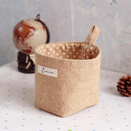 Cabilock Fashion Cotton and Linen Wall Mounted Storage Bag Hanging Bag Over The Door Sundries Organizer for Bedroom Living Room Bathroom (Random Pattern)