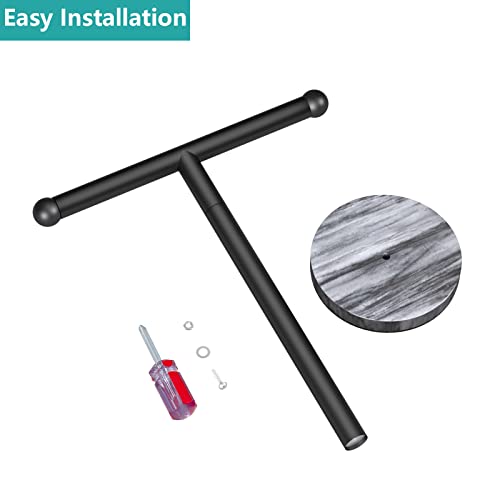 Hand Towel Holder Stand, Pynsseu Counter Freestanding Towel Rack with Marble Base, SUS304 Stainless Steel T-Shape Face Towels Standing for Bathroom Kitchen Vanity Countertop (Matte Black)