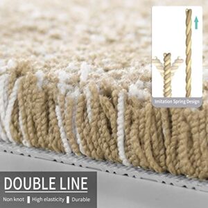 Yimobra Bathroom Rugs, Extra Soft Comfortable Bath Rugs, Non-Slip, Water Absorbent and Thick Bathroom Floor Mat, Machine Washine, Shaggy Rugs for Shower Bathtubs, 24"x17", Beige