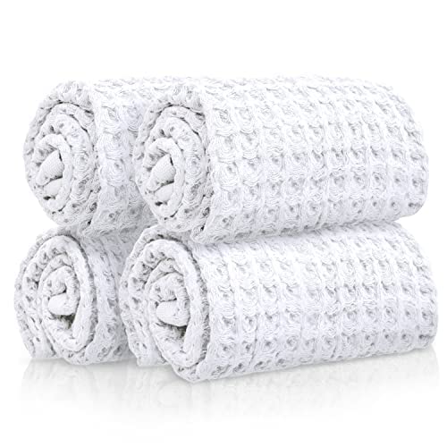 Sutera - Wash Towels Extra Absorbent Silverthread Washcloths Set - Pack of 4 White - 100% CA-Grown Cotton - Luxury Soft Durable Quick Drying Fabric Bathroom Face Cloths 12"x12"