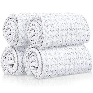 sutera - wash towels extra absorbent silverthread washcloths set - pack of 4 white - 100% ca-grown cotton - luxury soft durable quick drying fabric bathroom face cloths 12"x12"