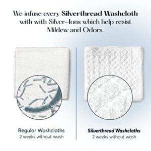 Sutera - Wash Towels Extra Absorbent Silverthread Washcloths Set - Pack of 4 White - 100% CA-Grown Cotton - Luxury Soft Durable Quick Drying Fabric Bathroom Face Cloths 12"x12"