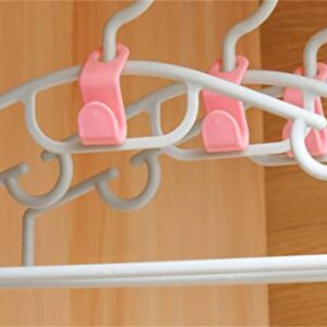 HUAFEI 60 Pcs Clothes Hanger Connector Hooks, Closet Hanger Plastic Hanger Hooks for Closet Space Savers and Family or Clothing Shop Organizer Closets, Pink, 2.16 x 0.79 x 1.2 inches