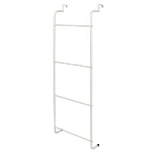 mygift over-the-door towel rack with 4 rungs, white metal ladder bathroom towel hanging storage drying rack