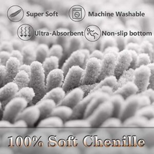 Bathroom Rugs Non Slip Bathroom Rugs Sets 3 Piece Chenille , Ultra Soft Bath Rugs, Absorbent Shaggy Bath Mat Set, Easy Clean Dries Quickly, Perfect Plush Bathroom Mats Sets with U-Shaped Toilet Rug