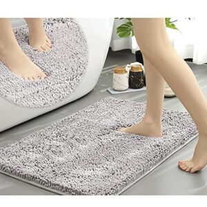 Bathroom Rugs Non Slip Bathroom Rugs Sets 3 Piece Chenille , Ultra Soft Bath Rugs, Absorbent Shaggy Bath Mat Set, Easy Clean Dries Quickly, Perfect Plush Bathroom Mats Sets with U-Shaped Toilet Rug