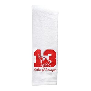 g2tup red and white diva embroidered bathroom white hand towel elephant 1913 bath towel girl magic greek sorority gift (girl magic)