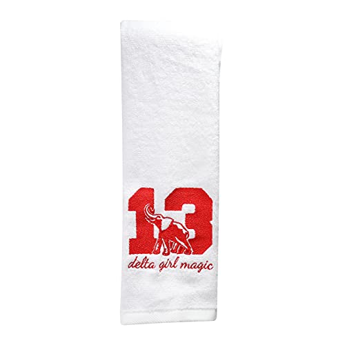 G2TUP Red and White Diva Embroidered Bathroom White Hand Towel Elephant 1913 Bath Towel Girl Magic Greek Sorority Gift (Girl Magic)