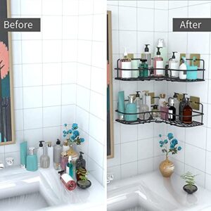 Corner Shower Caddy Shelf Organizer, Adhesive Bathroom Basket with Movable Hooks, Shower Shelf Wall Mounted Organizer for Bathroom, Toilet, Kitchen and Dorm,8-Pack