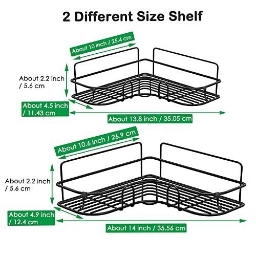 Corner Shower Caddy Shelf Organizer, Adhesive Bathroom Basket with Movable Hooks, Shower Shelf Wall Mounted Organizer for Bathroom, Toilet, Kitchen and Dorm,8-Pack