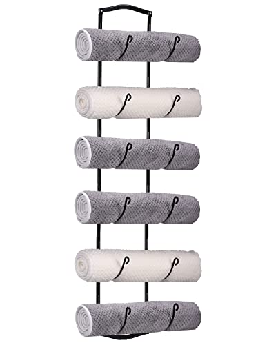 Lei Wing Towel Rack Wall Mounted for Bathroom, 2 Set Black Bath Towel Holder, Metal Wine Rack Towel Shelf Storage Organizer for Bathroom Towels, Washcloths, Hand Towels