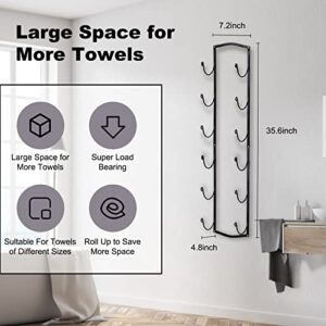 Lei Wing Towel Rack Wall Mounted for Bathroom, 2 Set Black Bath Towel Holder, Metal Wine Rack Towel Shelf Storage Organizer for Bathroom Towels, Washcloths, Hand Towels