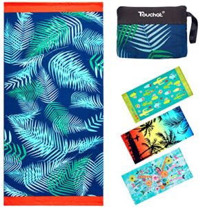 touchat beach towel oversized,super absorbent sand free thick microfiber beach towel,cute tropical palm leaf beach towels 30”x60” for kids,men,women,girls,boys