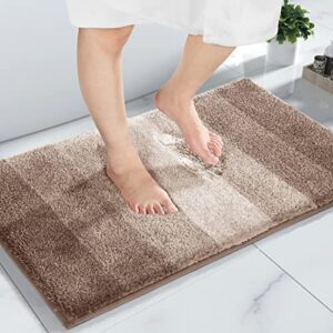 Yimobra Luxury Fluffy Bathroom Rug Mat, Extra Soft Comfortable Plush Absorbent Microfiber Bath Rugs, Thick Non Slip Shaggy Bath Mats for Bathroom Floor, Tub and Shower, Machine Wash, 36"x24", Brown