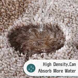 Yimobra Luxury Fluffy Bathroom Rug Mat, Extra Soft Comfortable Plush Absorbent Microfiber Bath Rugs, Thick Non Slip Shaggy Bath Mats for Bathroom Floor, Tub and Shower, Machine Wash, 36"x24", Brown