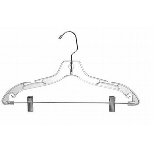 Only Hangers Clear 17" Combination Hanger w/ Clips Pack of 25