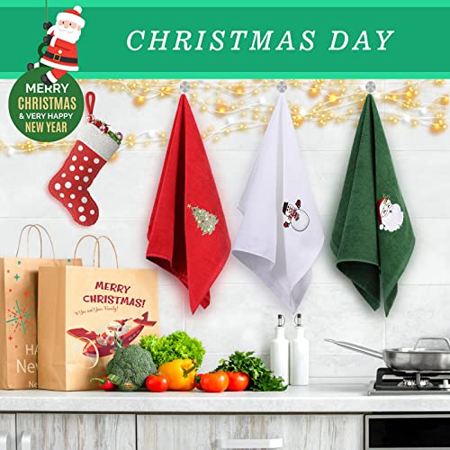 BYAWAY Christmas Hand Towels for Bathroom Kitchen Towel Decorative Set 25" x 16" Holiday Decor Dish Towels Fingertip Towel Ultra Soft and Highly Absorbent 100% Cotton Towel Gift Set（Green,White,Red）