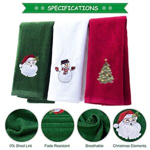 BYAWAY Christmas Hand Towels for Bathroom Kitchen Towel Decorative Set 25" x 16" Holiday Decor Dish Towels Fingertip Towel Ultra Soft and Highly Absorbent 100% Cotton Towel Gift Set（Green,White,Red）