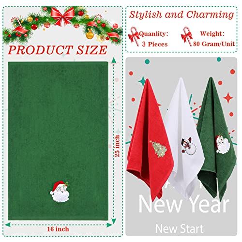 BYAWAY Christmas Hand Towels for Bathroom Kitchen Towel Decorative Set 25" x 16" Holiday Decor Dish Towels Fingertip Towel Ultra Soft and Highly Absorbent 100% Cotton Towel Gift Set（Green,White,Red）