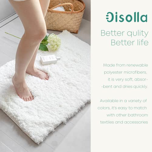 Disolla Plush Bathroom Rug Mat,Non-Slip Soft Absorbent Microfiber,Low Profile Machine Wash Dry High Pile Bath Mat for Bathroom Floor,Shower,24x36,White