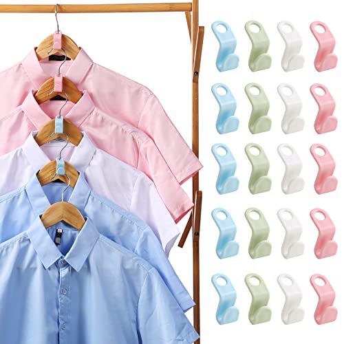 JIAYIWU Hanger Hooks Connector 100Pcs, Thicken, Load 20 Pounds, Used in Closet Hangers Space Saving and Organizer Closets(Pink, Blue, Brown and White)