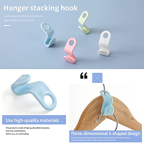 JIAYIWU Hanger Hooks Connector 100Pcs, Thicken, Load 20 Pounds, Used in Closet Hangers Space Saving and Organizer Closets(Pink, Blue, Brown and White)