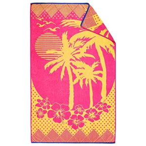 Kaufman - Assorted Premium Velour Oversized Double Jacquard Reversible 750 GSM Beach, Pool Towel, Plush, 40in x 70in, Luxurious 100% Cotton (3-Pack Assorted)