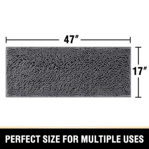 Bathroom Rugs Bath Mats for Bathroom Non Slip Luxury Chenille Bathroom Runner Rug 47x17 Extra Soft and Absorbent Shaggy Rugs Washable Dry Fast Plush Area Carpet Mats for Bath Room, Tub - Grey