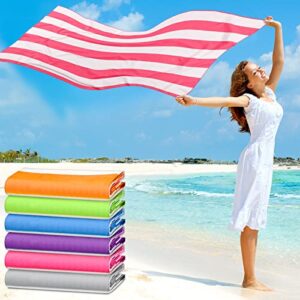 Moukeren 6 Packs Oversized Beach Towel 35 x 70 Inches Microfiber Beach Towels for Adults Extra Large Pool Towels Quick Dry Swim Towels Bulk Thick Plush Cabana Towel for Summer Bath Adults (Stripe)