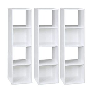 closetmaid home stackable 4-cube cubeicals organizer storage for closet or bedroom clothing and household items, white (3 pack)