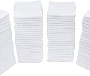 Simpli-Magic 79428 Cotton Washcloths, Pack of 100, 12” x 12”, White