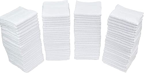 Simpli-Magic 79428 Cotton Washcloths, Pack of 100, 12” x 12”, White