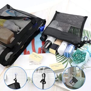 Yotako 2 Pcs Mesh Shower Caddy, Portable Shower Mesh Caddy Bag Quick Dry Shower Bag Mesh Hanging Shower Tote Bag with Zipper (Black)