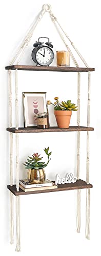 Mkono Macrame Wall Hanging Decor and Organizer Boho Hanging Shelf for Bathroom, Bedroom, Living Room