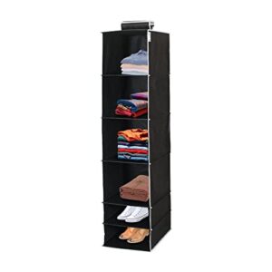 prettykrafts hanging organizer 6 shelves wardrobe organiser - black