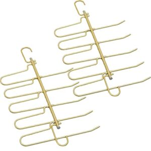 Gold Aluminum Alloy Magic Pants Hangers Space Saving Closet Hangers 5 Layers 4 Uses Multi Functional Pants Rack Heavy Duty Wardrobe Organizer Racks for Jeans, Suit Pants， Towel (2 Pack)