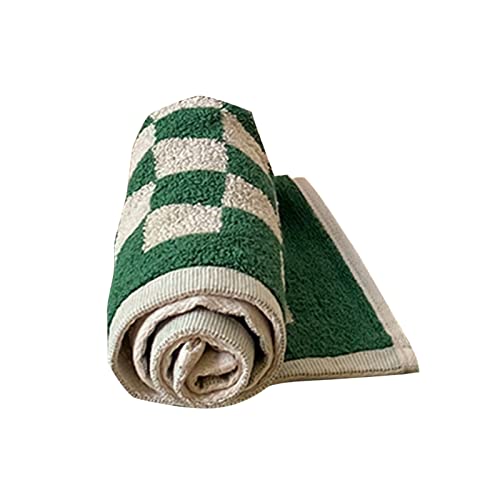 Checkered Hand Towels Minimalist Checkerboard Fingertip Towels Bath Towel Set for Bathroom Dorm Teens (Hand Towels, Green)