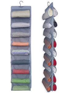 boutq hanging closet organizer double sided underwear bras socks storage 18 mesh pockets,grey