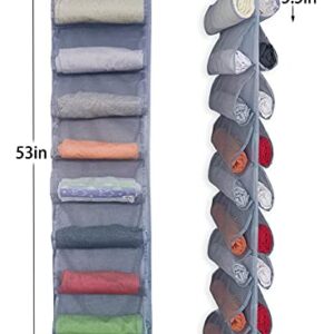 BOUTQ Hanging Closet Organizer Double Sided Underwear Bras Socks Storage 18 Mesh Pockets,Grey