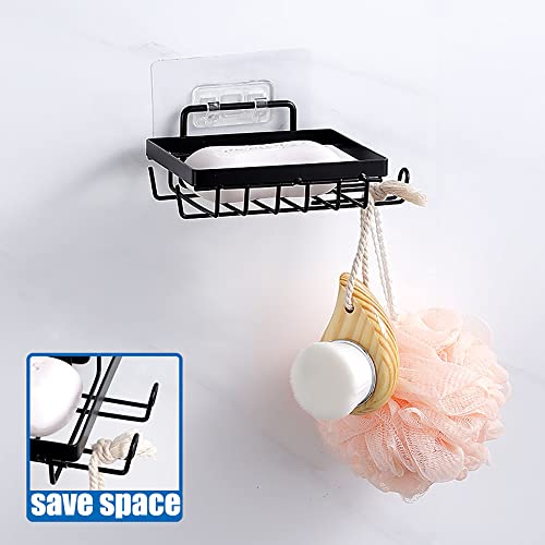 Edsumey Shower Organizer (Set of 3) w/Soap Holder, Shower Rack, No Drilling Adhesive Rustproof Shower Shelf, Stainless Steel 2-in-1 Spice Rack, Pack of 3 (Matte Black)