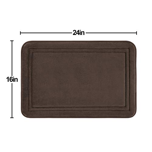 ITSOFT Memory Foam Bath Mat Non Slip Absorbent Super Cozy Velvet Bathroom Rug Carpet, Machine Washable, 24 x 16 Inches Chocolate Brown