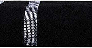 CASA COPENHAGEN Solitaire Designed in Denmark 600 GSM 2 Large Bath Towels 2 Large Hand Towels 2 Washcloths, Super Soft Egyptian Cotton 6 Towels Set for Bathroom, Kitchen & Shower - White + Black