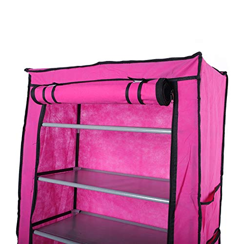 Gappys Shoe Rack Organizer Storage with Dustproof Cover - 10-Tier Free Standing Shoe Racks Cabinet for Closets,Shoe Stand,Shoe Shelf Storage (Pink), 22.83 x 11.4 x 63 inch