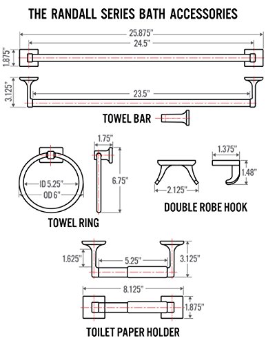 Randall Series 4-Piece Bath Accessories Set, Brushed Nickel