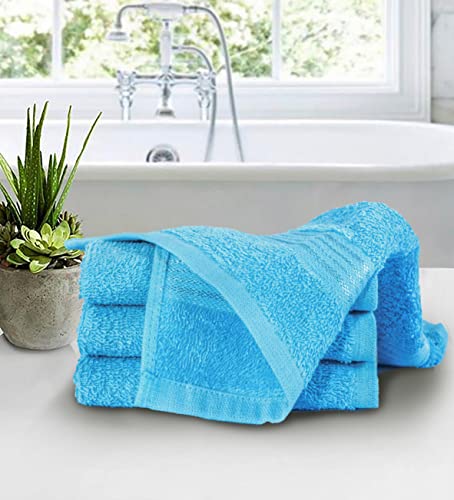 BELIZZI HOME Ultra Soft Cotton Washcloths, Contains 24 Piece Face Cloths 12x12 inch, Ideal for Everyday use Face Towels, Compact & Lightweight Multi Purpose Washcloths - Turquoise Blue