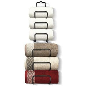 diy bathroom towel rack holder set - adjustable wall mounted & over the door hanging storage organizer for hand/bath towels, set of 6