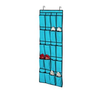 imeshbean® colorful over the door shoe organizer with 20 pockets- space saver hanging storage bag door holder home shoes organizing bag with hooks usa (blue)