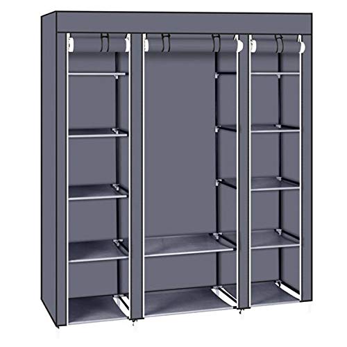 Thxbyebye Portable Clothes Closet, Non-Woven Fabric Wardrobe with Hanging Rods, 9 Storage Shelves, Storage Organizer