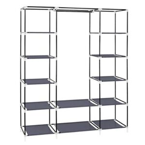 Thxbyebye Portable Clothes Closet, Non-Woven Fabric Wardrobe with Hanging Rods, 9 Storage Shelves, Storage Organizer